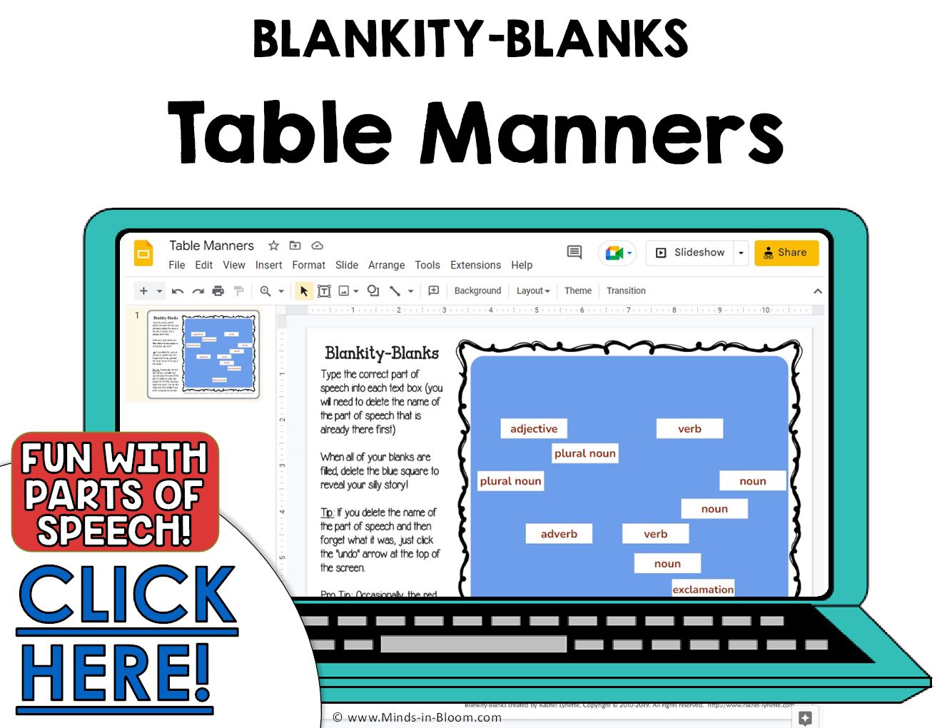 Blankity-Blanks - Parts of Speech Practice (Similar to Mad Libs ...