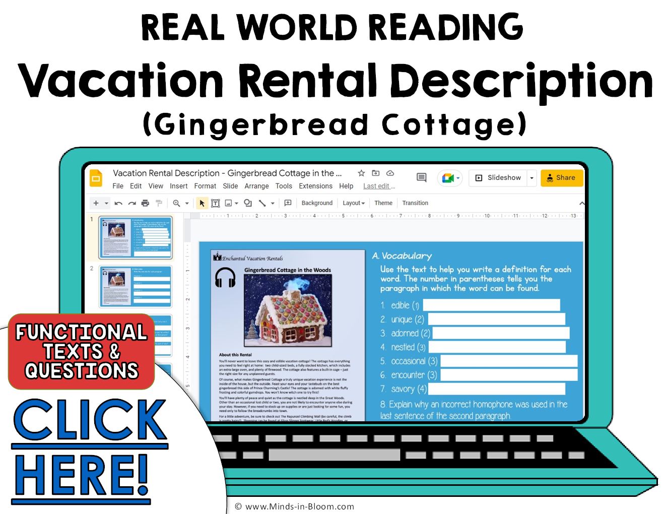 Google Slides - Real World Reading Functional Text - Gingerbread ...