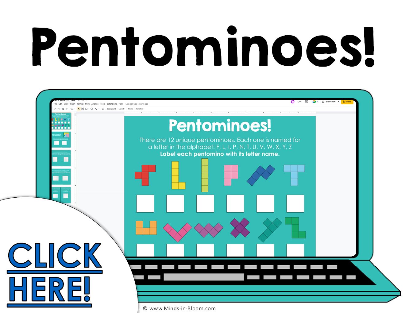 Google Slides - Math Enrichment Pentominoes - Minds in Bloom Unlimited