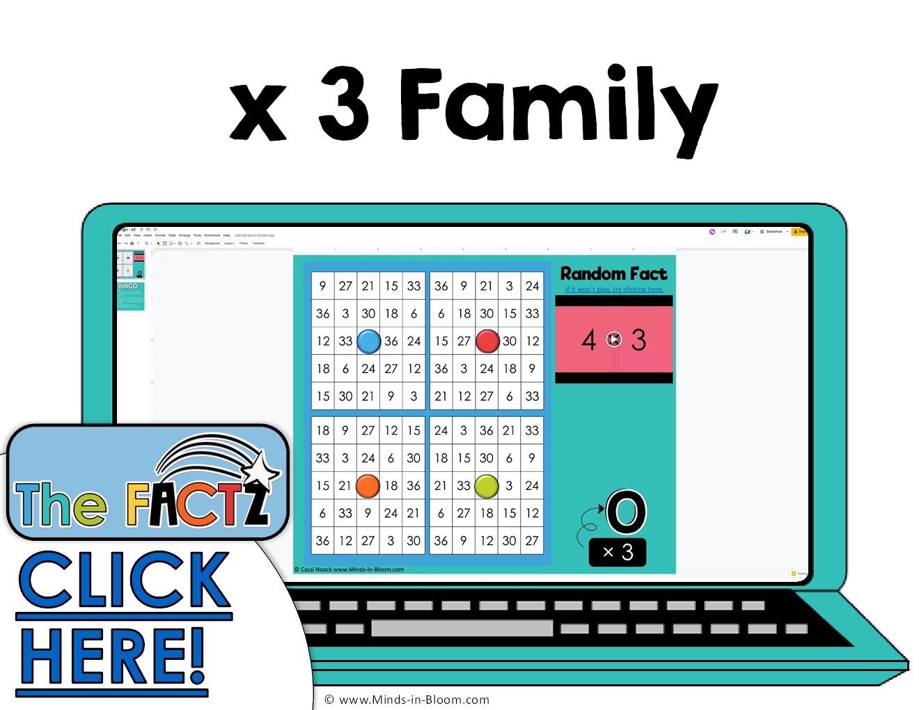 The Factz O Multiplication Game - Bingo - x3 fact family - Minds in ...