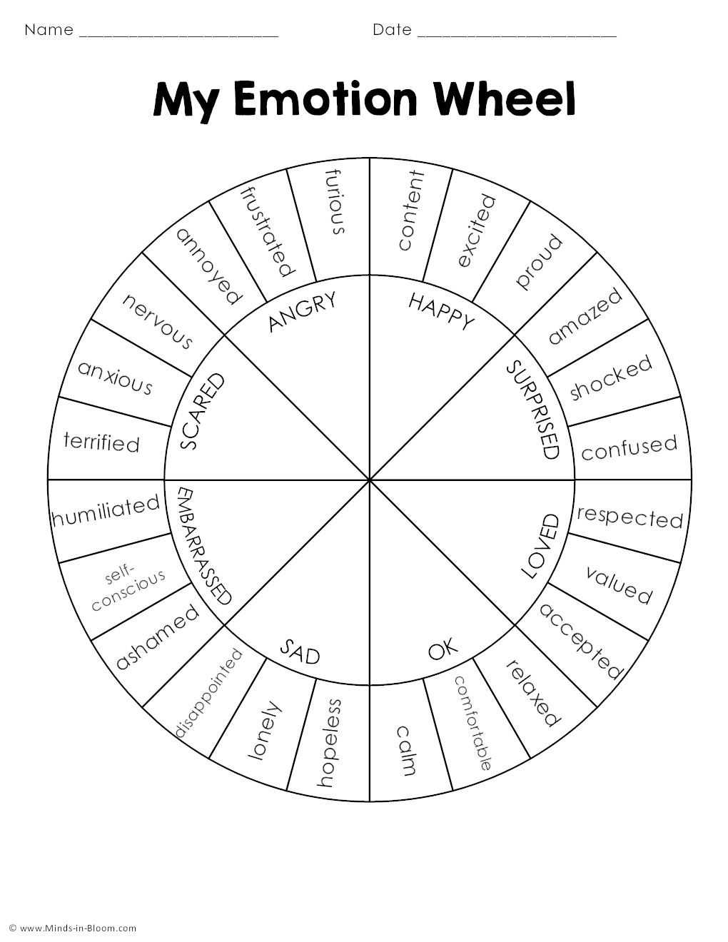Social and Emotional Learning SEL - My Emotion Wheel - Minds in Bloom ...