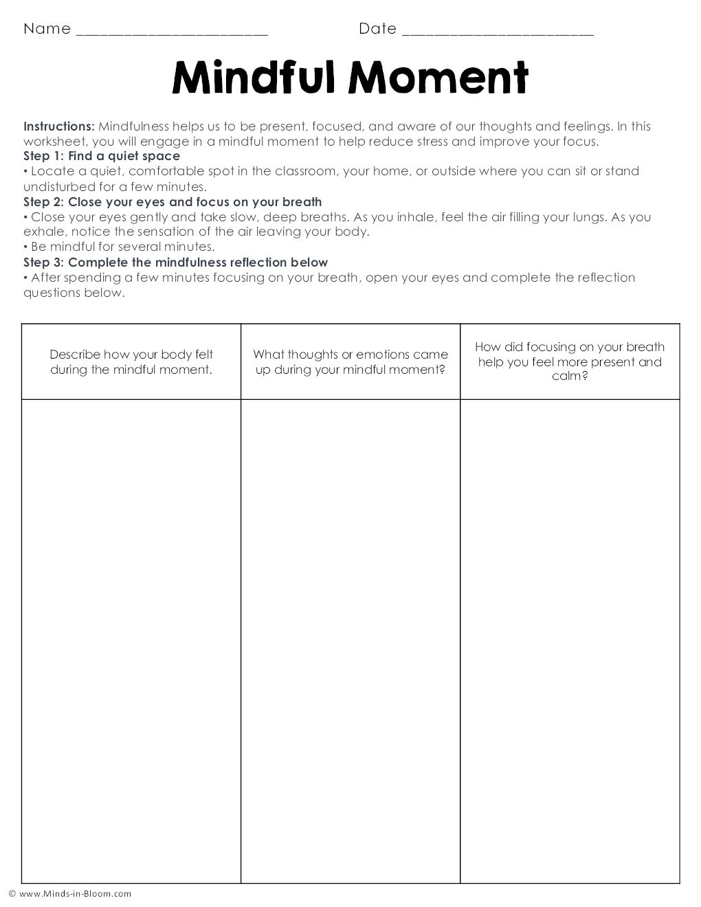 Social and Emotional Learning SEL - Mindful Moment - Minds in Bloom ...