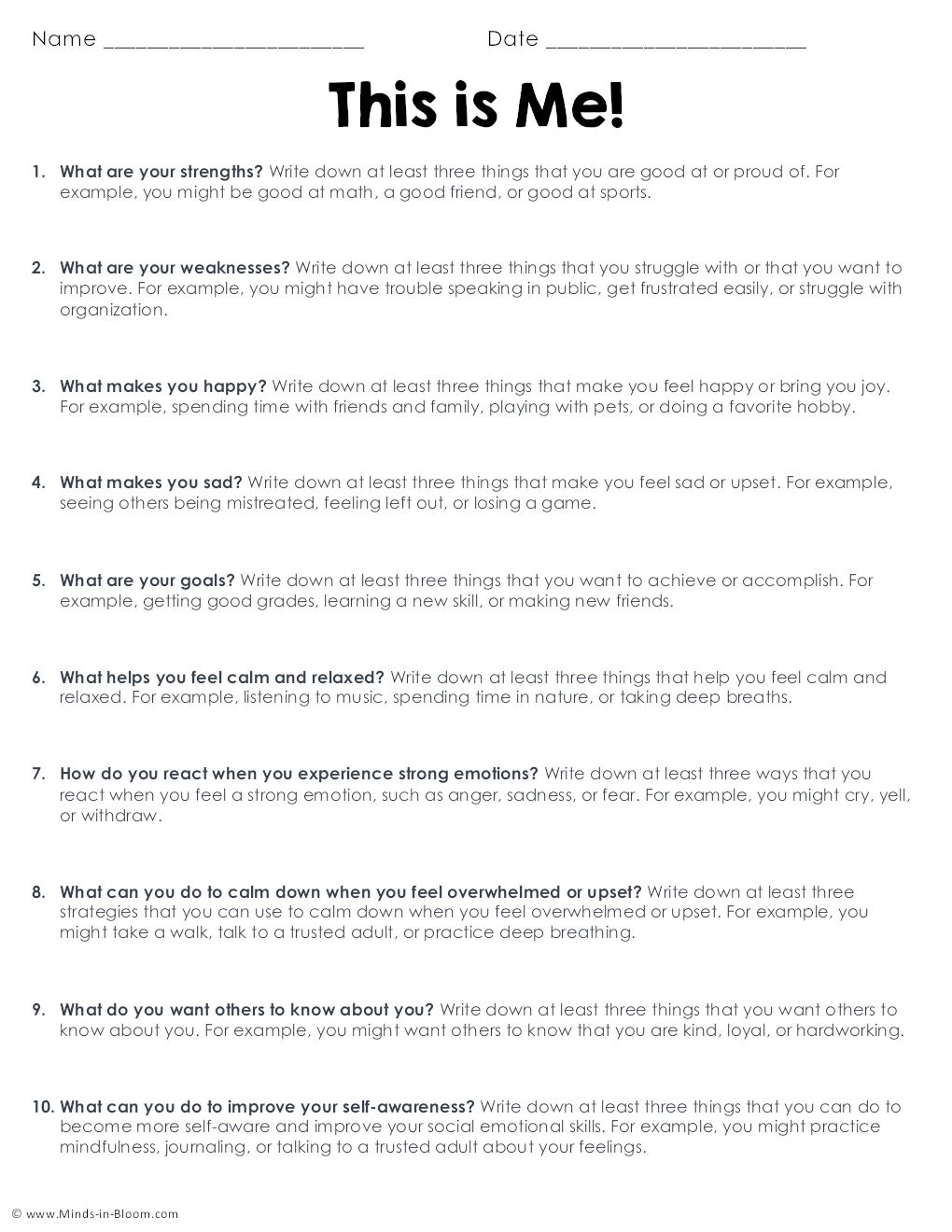 Social and Emotional Learning SEL - This is Me - Self Reflection ...