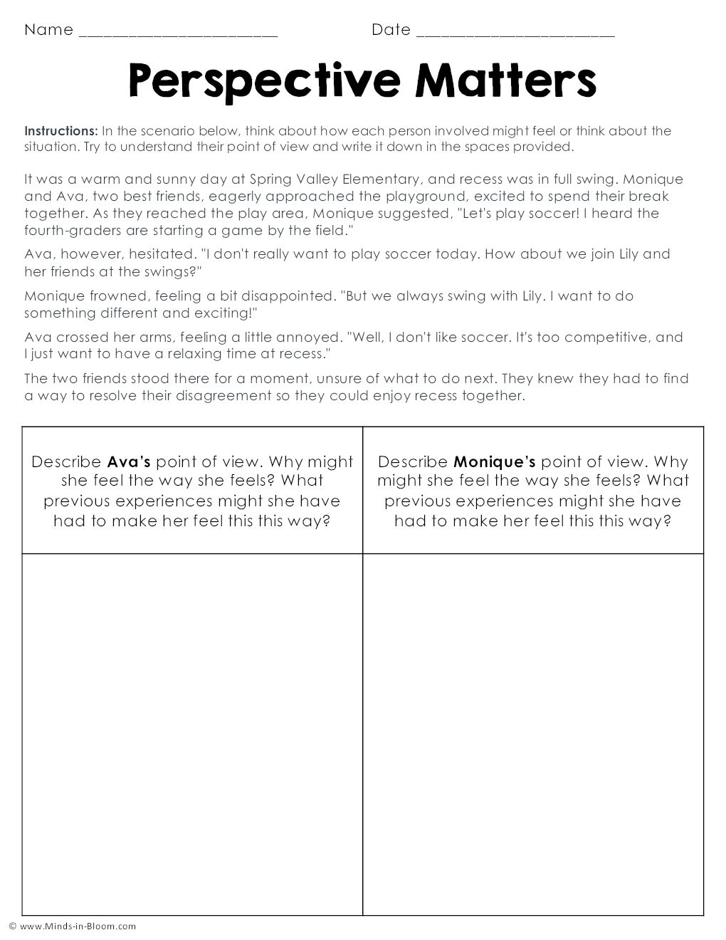 Social and Emotional Learning SEL - Perspective Matters Stories - Minds ...