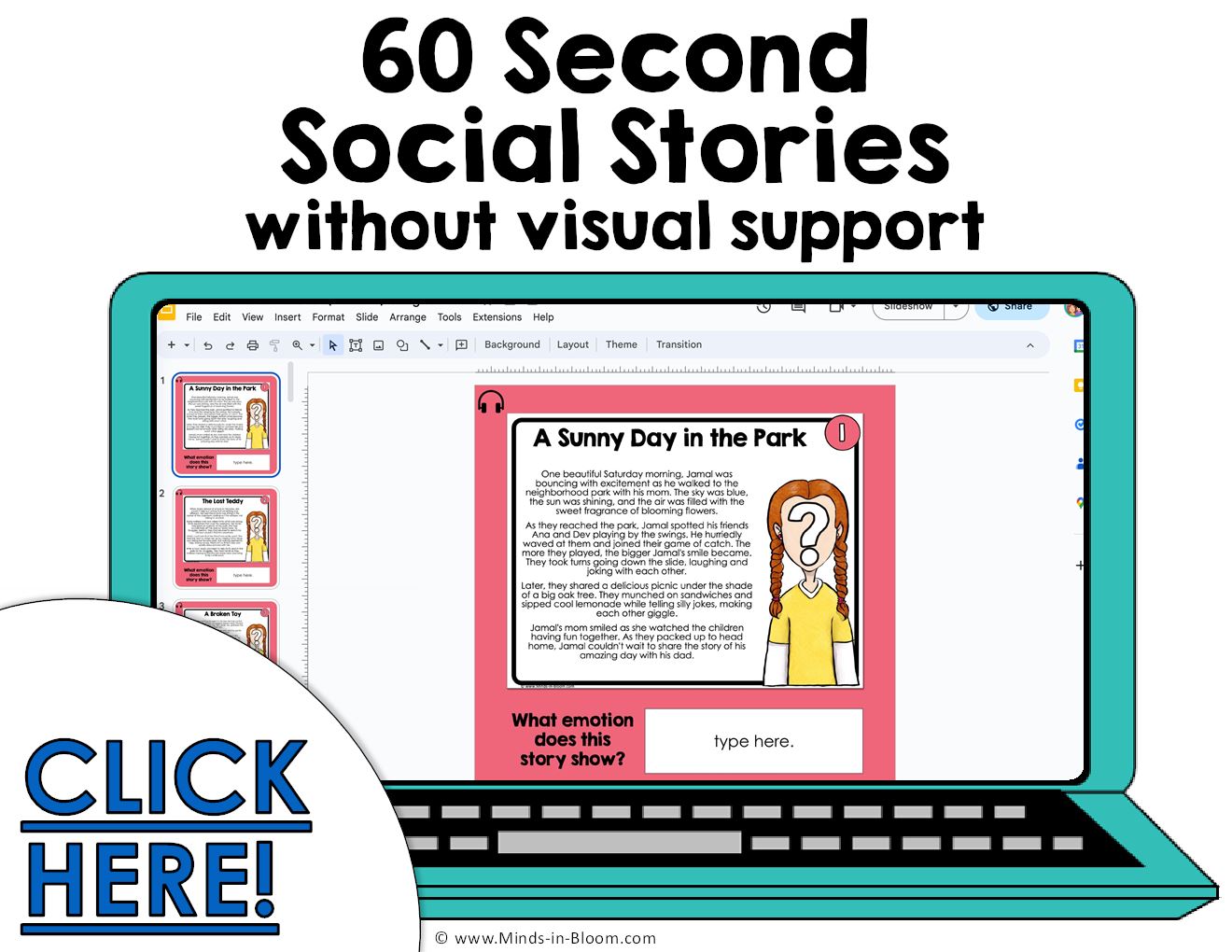 Google Slides - 60 Second Social Stories - no visual support - Great ...