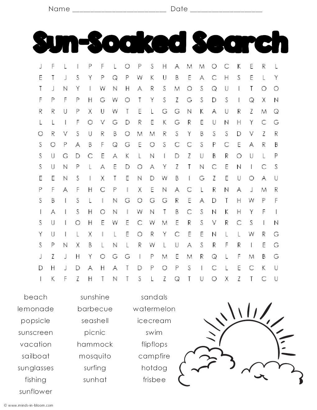 Summer - Word Search - Minds in Bloom Unlimited