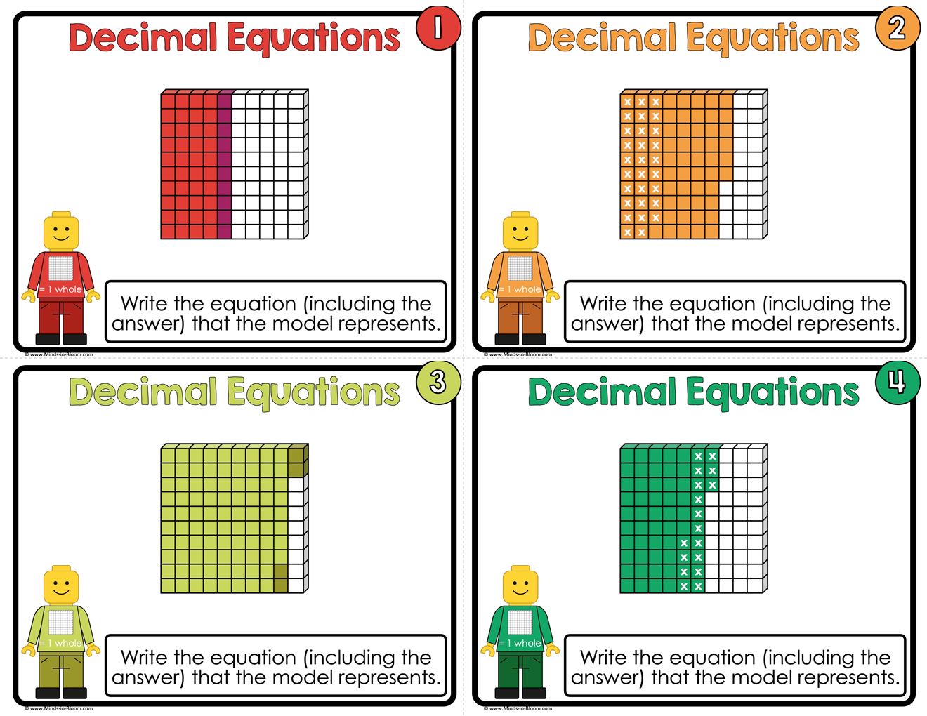 Adding and Subtracting Decimals with Models - Task Cards - Minds in ...