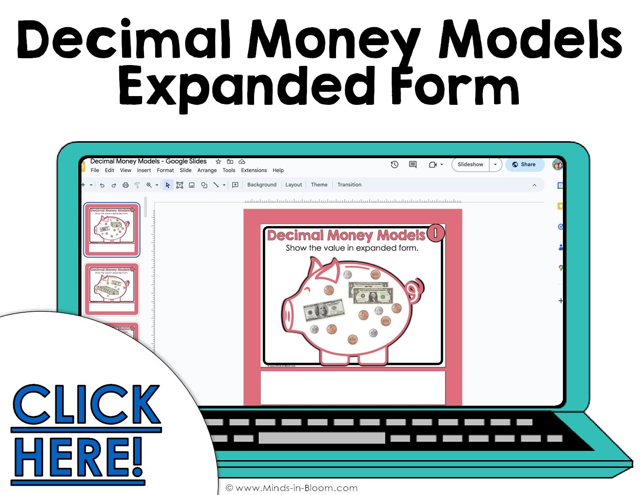 Money Decimals Models - Expanded Form - Google Slides - Minds in Bloom ...