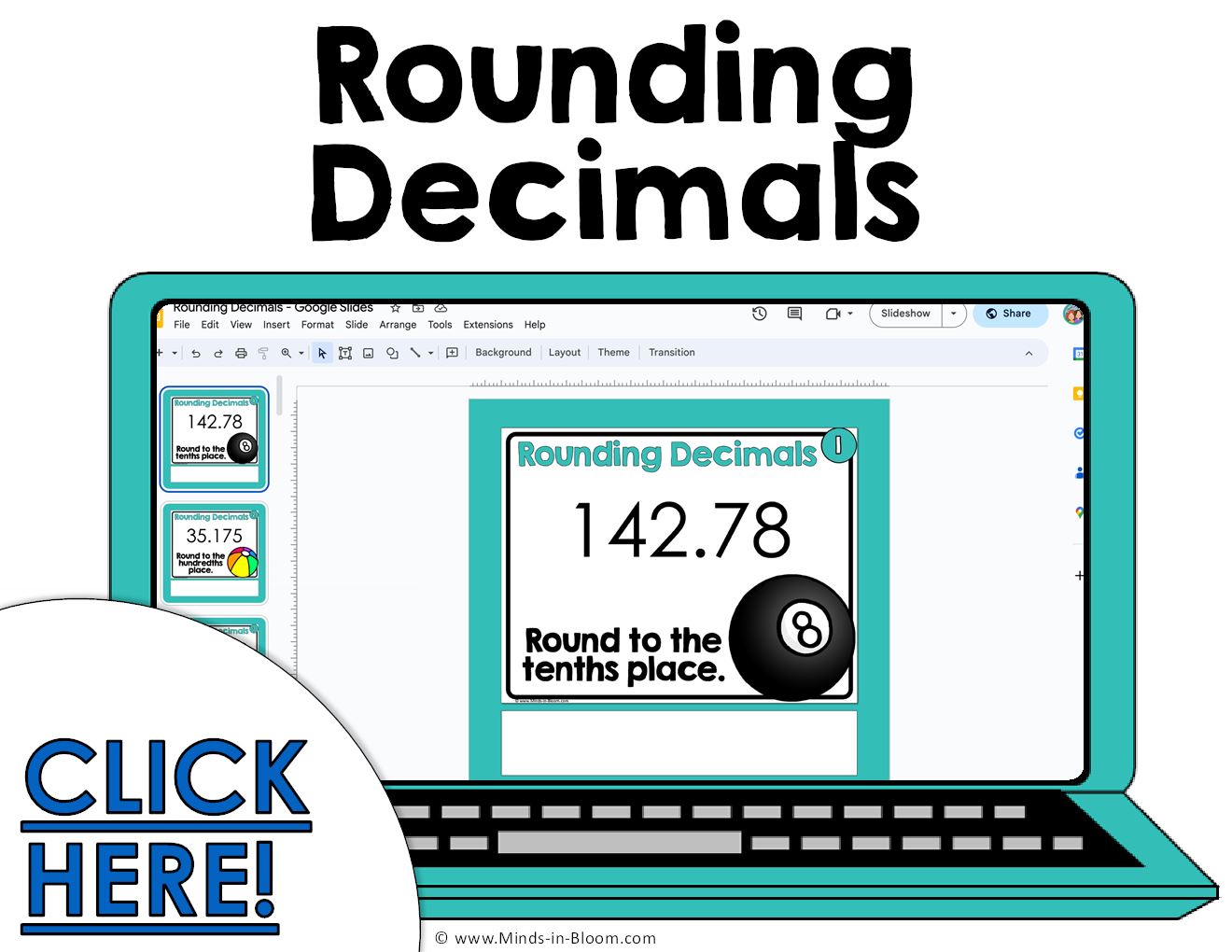 Rounding Decimals - Google Slides - Minds in Bloom Unlimited