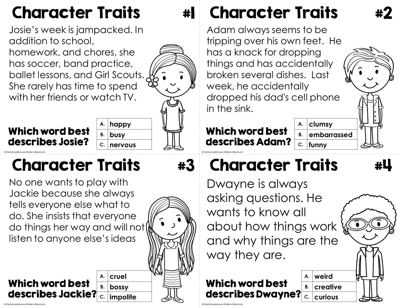 Character Traits Task Cards | Reading Strategies for Grades 3-5