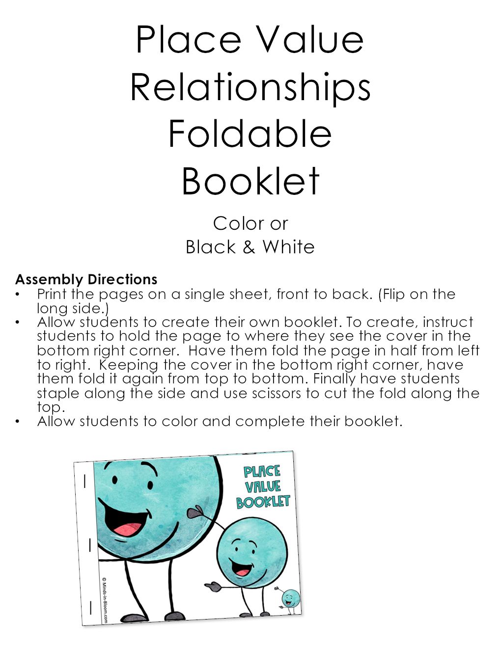 Place Value Relationships - printable booklet - Minds in Bloom Unlimited