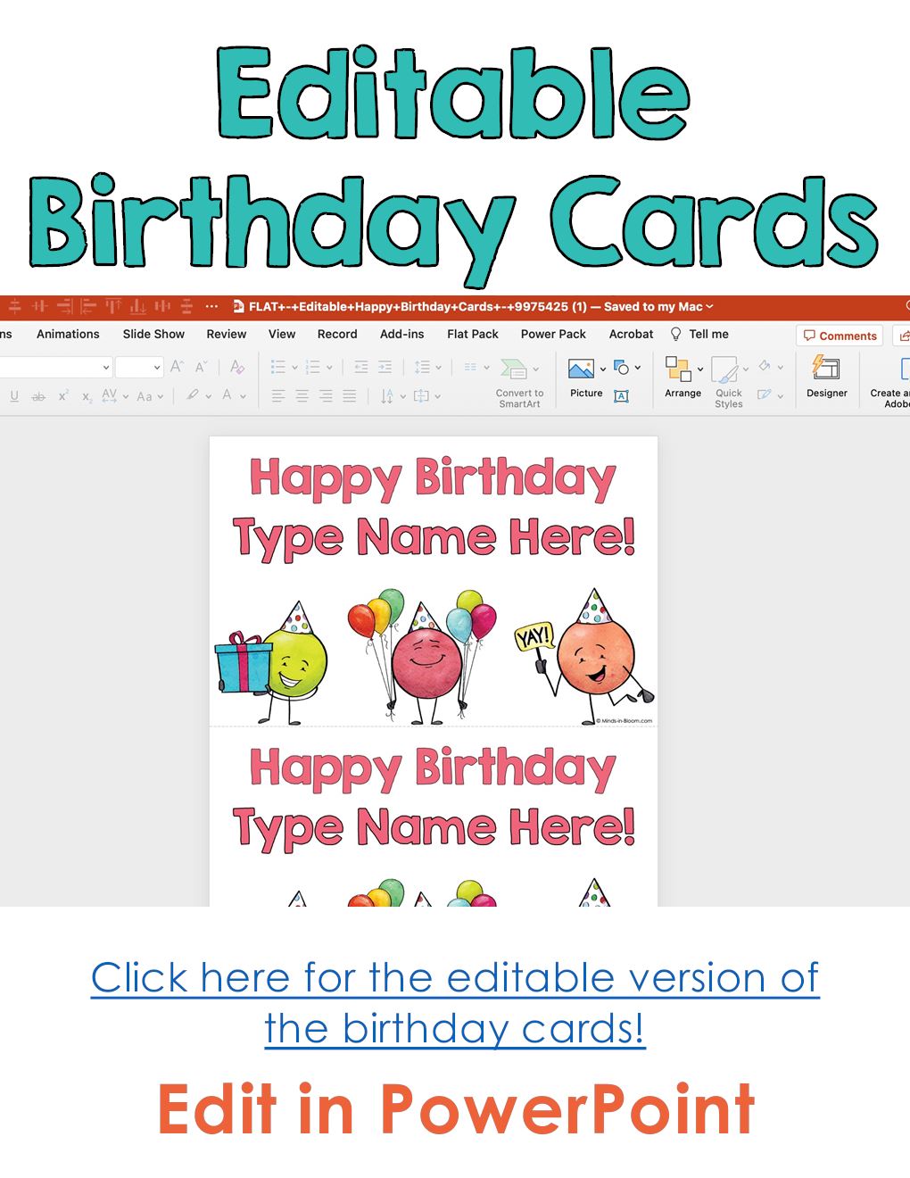 Editable Birthday Cards - Minds in Bloom Unlimited