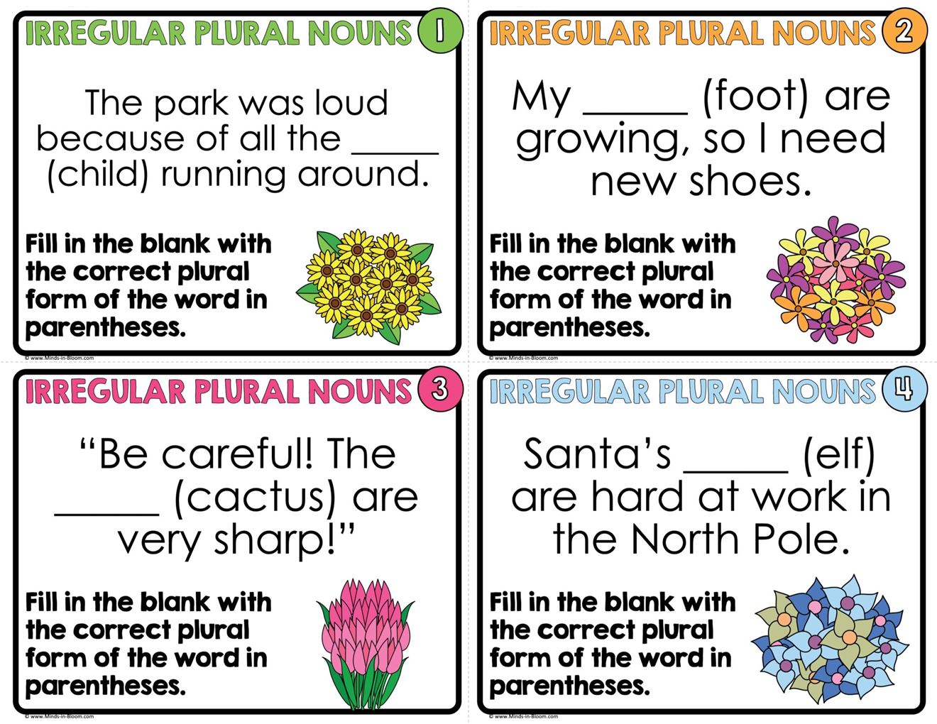 Irregular Plural Nouns Task Cards - Minds in Bloom Unlimited