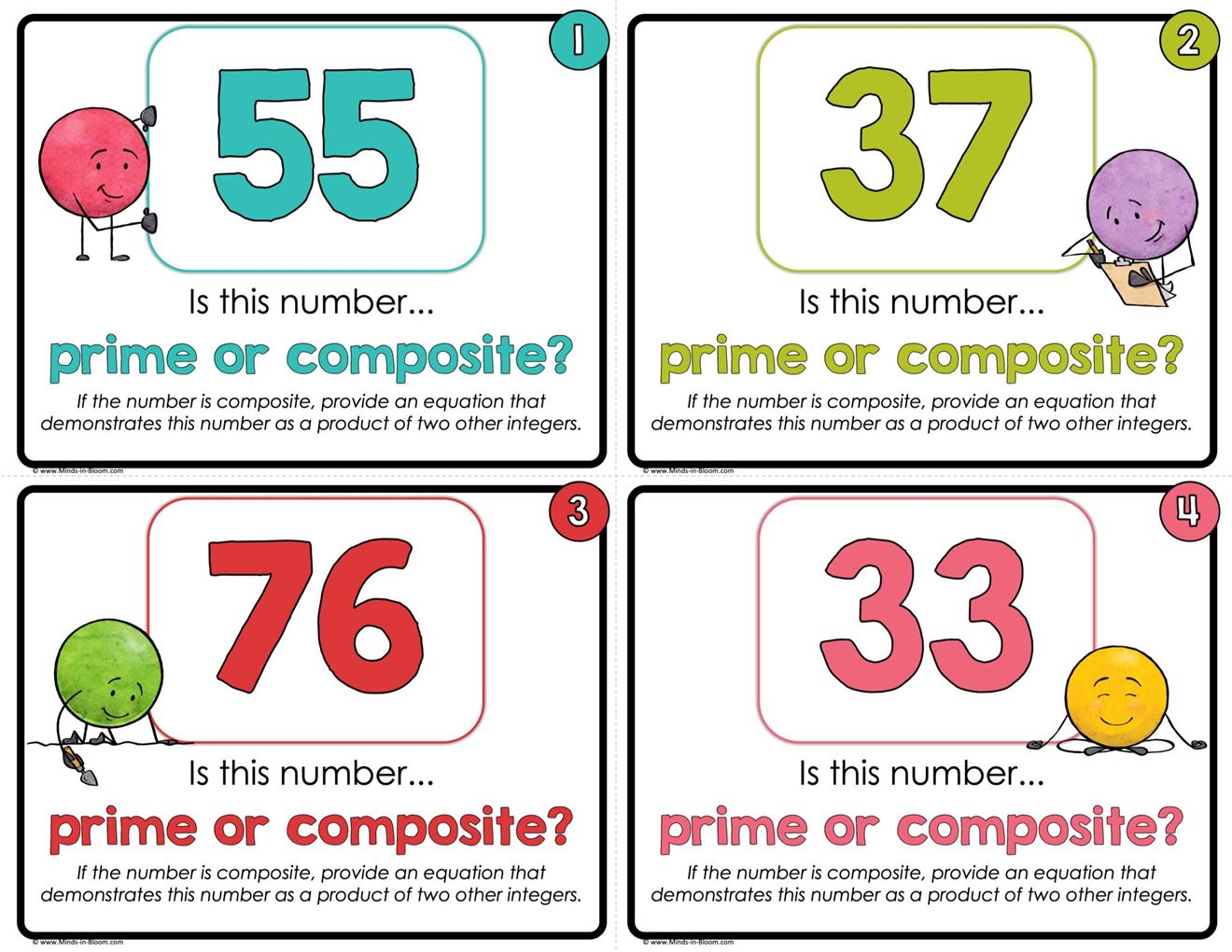 Prime and Composite Numbers - Task Cards - Minds in Bloom Unlimited