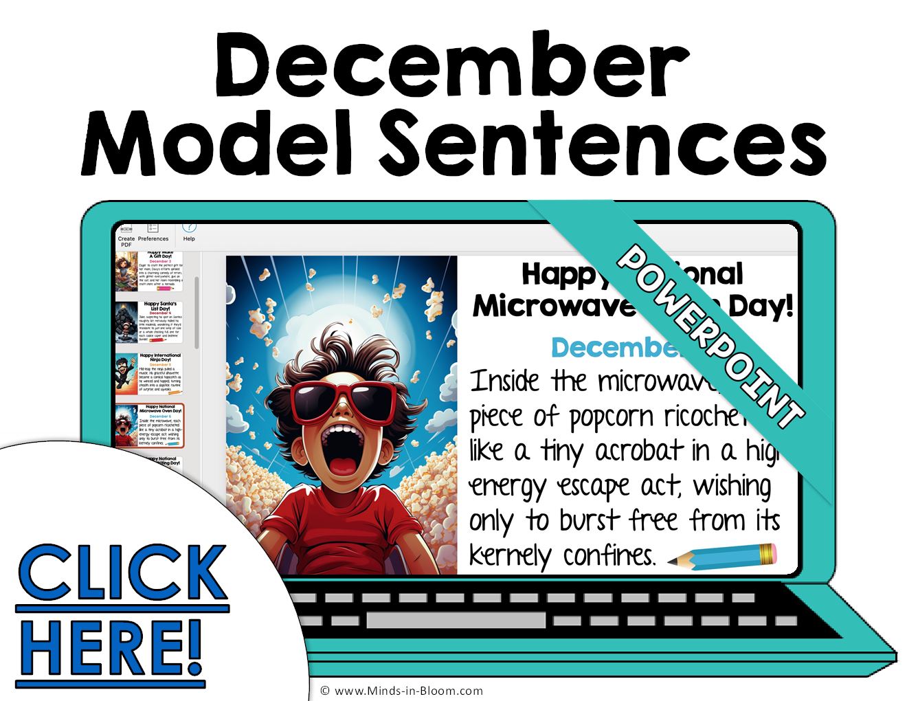 PowerPoint Slideshow - December Mentor Model Sentences for writing ...
