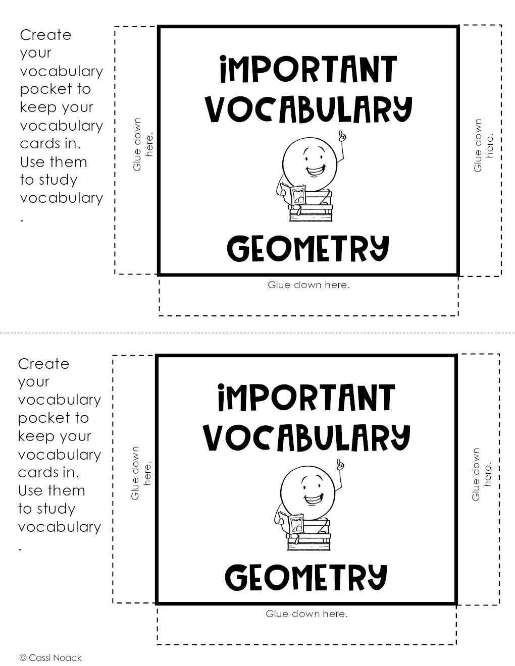 4th Grade Math Vocabulary Pocket and Vocabulary Cards - Geometry ...
