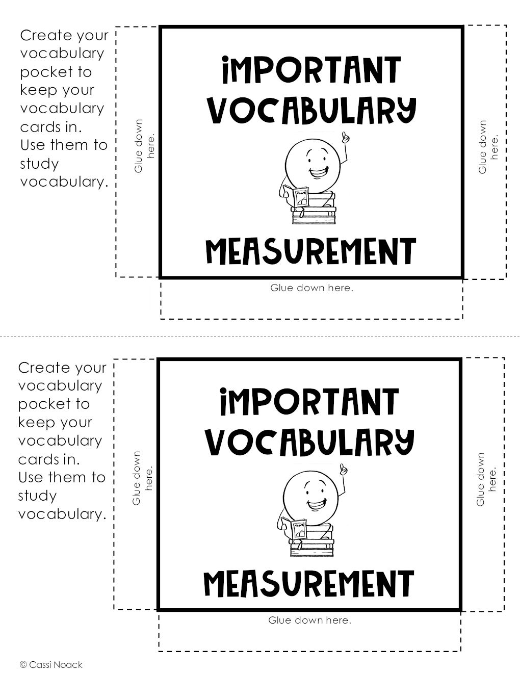 4th Grade Math Vocabulary Pocket and Vocabulary Cards - Measurement ...