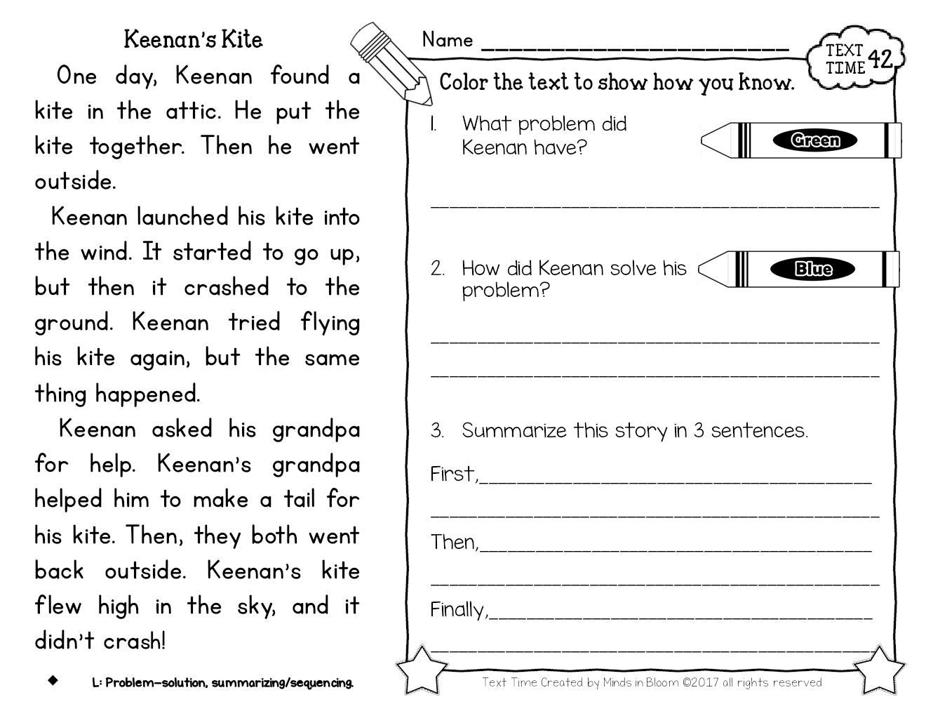 Reading Comprehension Passage: - fiction - Keenan’s Kite - Minds in ...