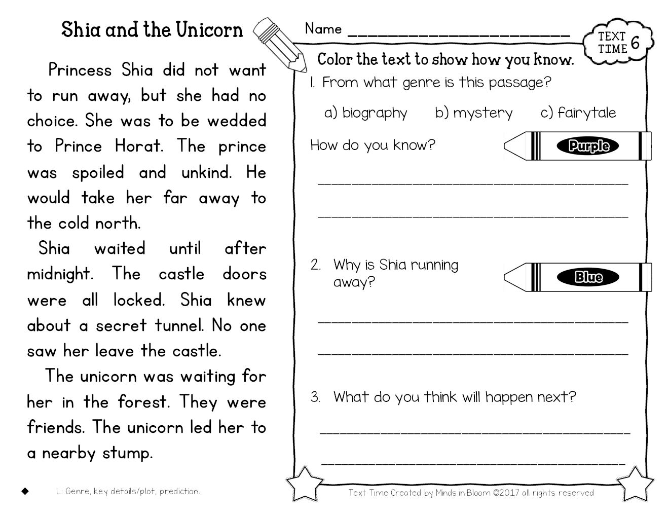 Reading Comprehension Passage: - fiction - Shia and the Unicorn - Minds ...