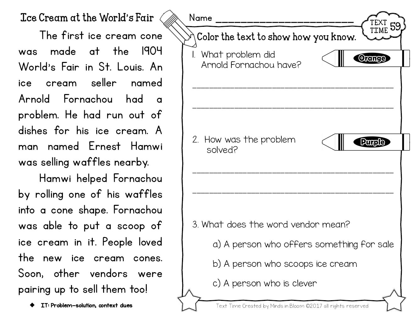 Reading Comprehension Passage: - nonfiction - Ice Cream at the World’s ...