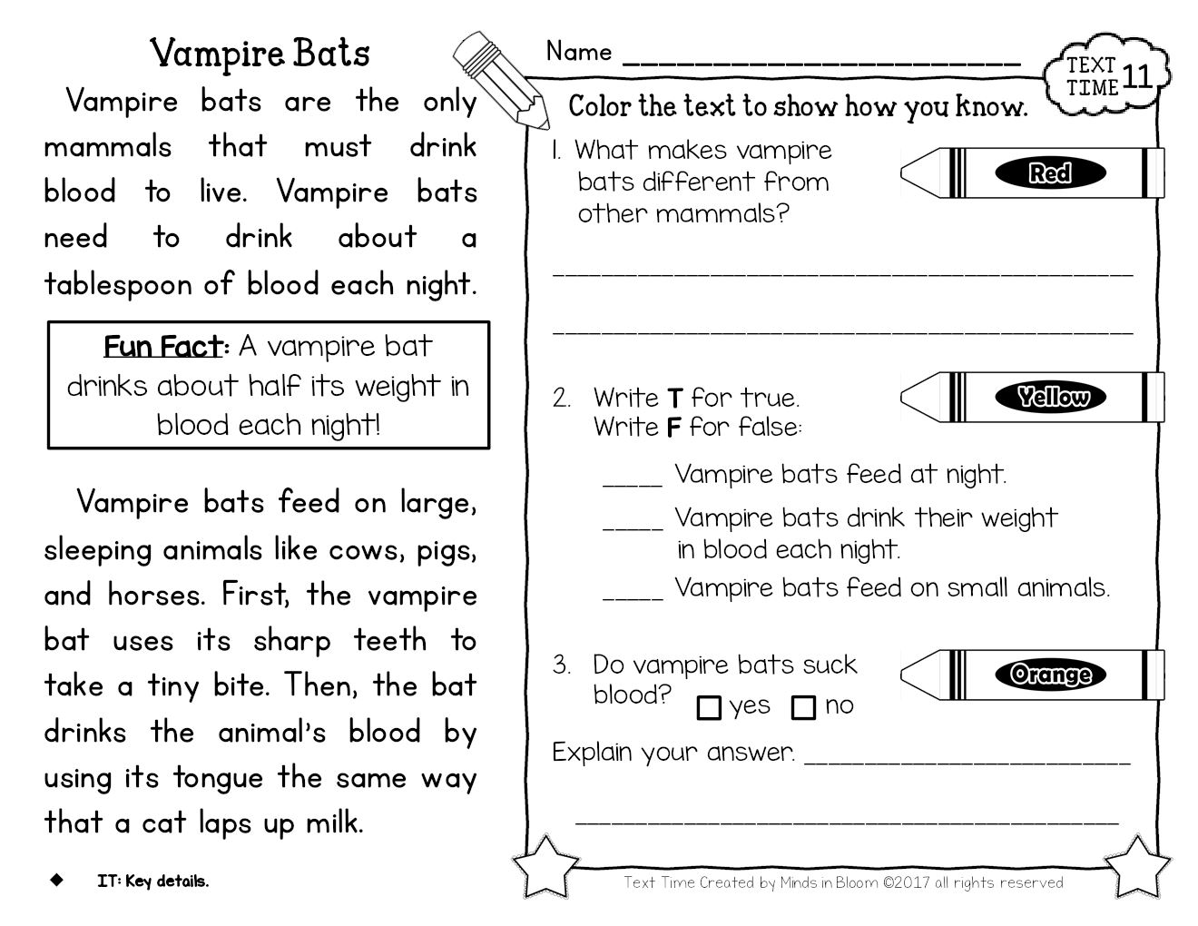 Reading Comprehension Passage: - nonfiction - Vampire Bats - Minds in ...