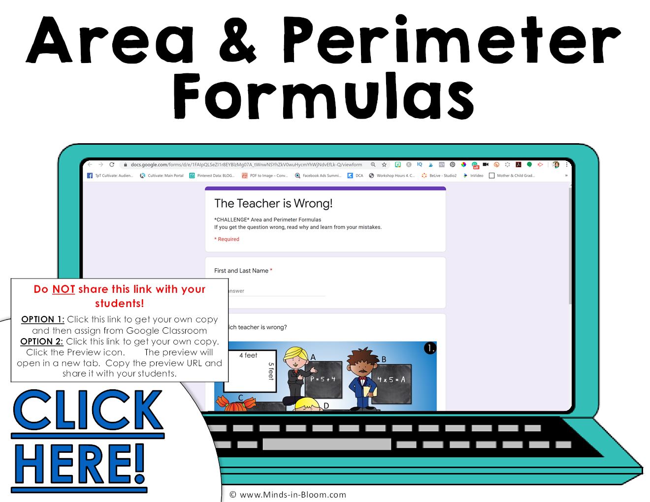 Google Slides - Area and Perimeter Formulas - CHALLENGE - Google Forms ...