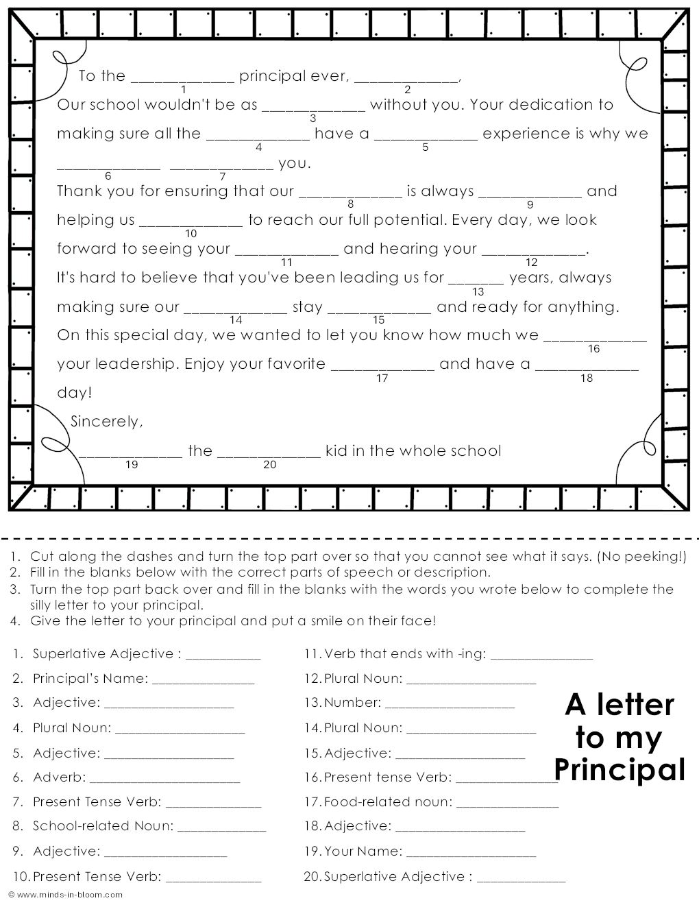 Principal Mad Lib Activity for Grades 3-5 | Spring Printable