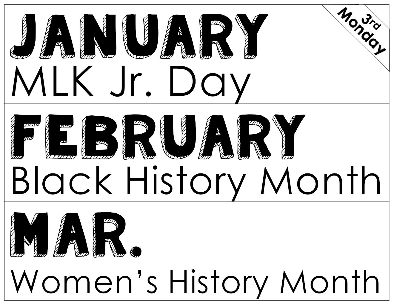 Months of the Year Labels - Celebrations - Black & White - Minds in ...