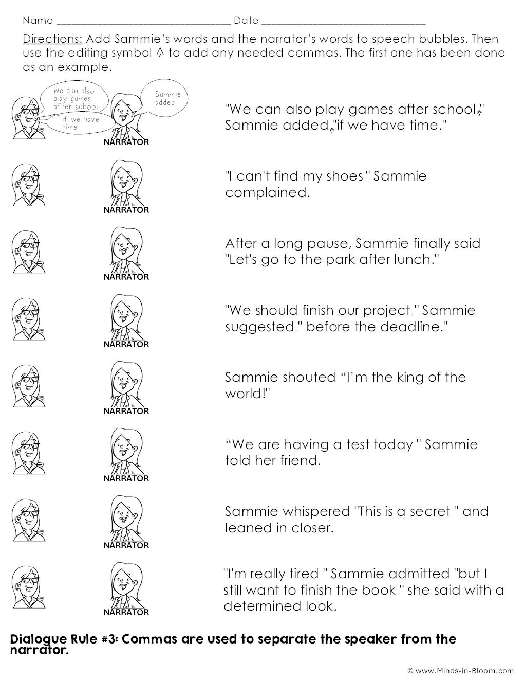 Dialogue Practice Bubbles | Punctuation-Capitalization Worksheet for ...