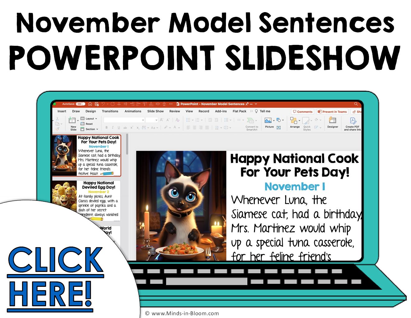 PowerPoint Slideshow - November Mentor Model Sentences for writing ...