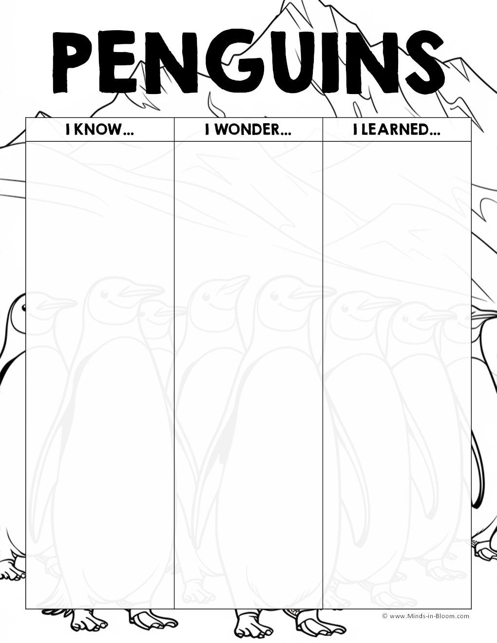Penguins KWL Chart - Minds in Bloom Unlimited