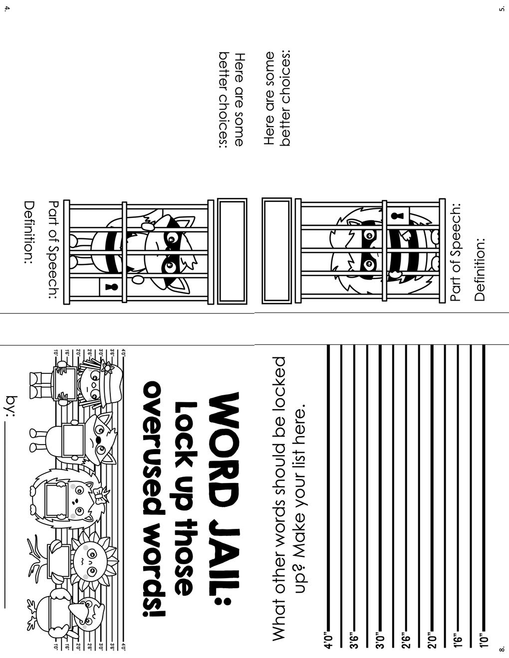 Word Choice & Vocabulary Activity Overused Words Writing Word Jail ...