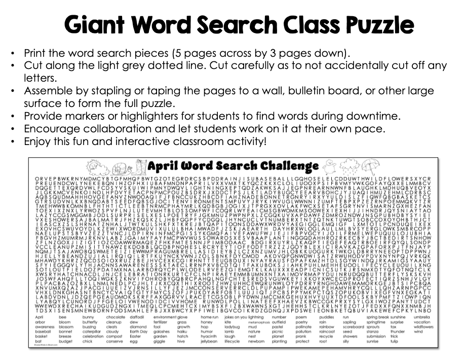Spring Wordsearch Puzzle | Printable Activity for 3rd-5th Grade