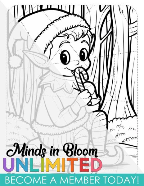 Elf Easy-Cut Coloring Page and Puzzle - Minds in Bloom Unlimited
