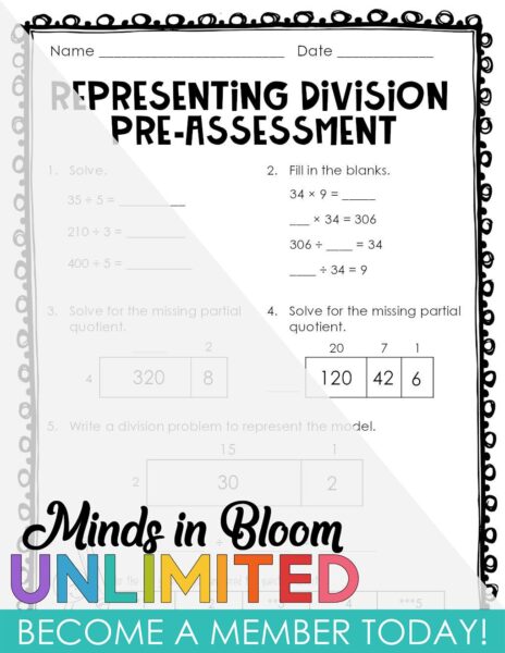 Representing Division - Pre-Assessment - Minds in Bloom Unlimited