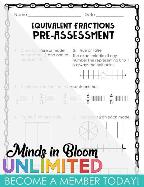Equivalent Fractions - Pre-Assessment - Minds in Bloom Unlimited
