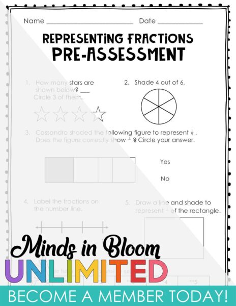 Representing Fractions - Pre-Assessment - Minds in Bloom Unlimited