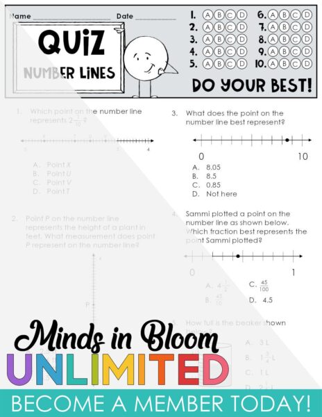 Decimal and Fractions Numbers Lines - QUIZ - Minds in Bloom Unlimited