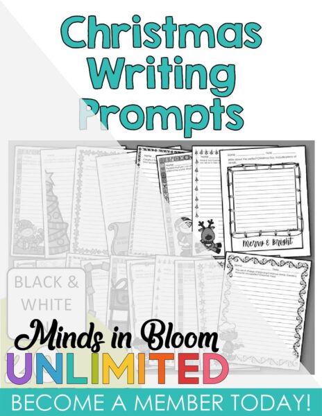 Christmas Writing Prompts and Lined Paper - 20 Prompts - Minds in Bloom ...