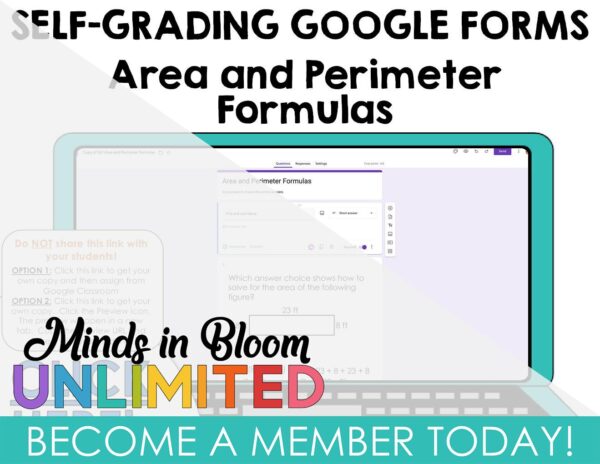 Area and Perimeter Formulas - Google Forms - Self-Grading Quiz - Minds ...