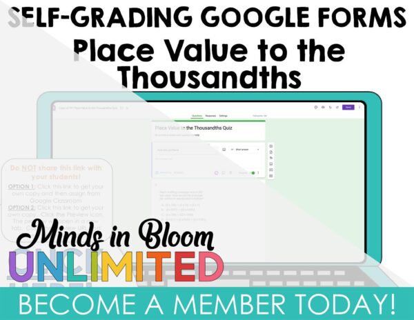 Place Value to the Thousandths - Google Forms - Self-Grading Quiz ...