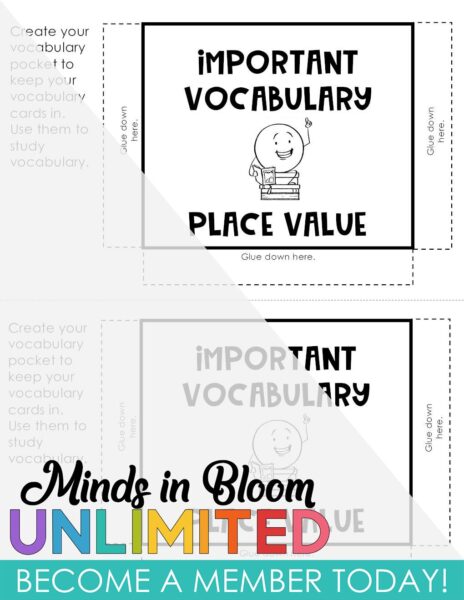4th Grade Math Vocabulary Pocket and Vocabulary Cards - Place Value ...