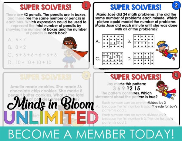 3rd Grade Math Review Task Cards - COLOR - Minds in Bloom Unlimited