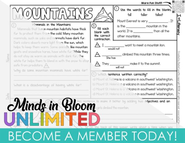 I Love Literacy - BIOMES - ELA & Reading No Prep Mini Pack Activity ...