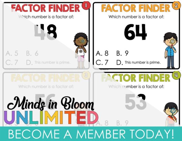Find the factors (or is it prime) Task Cards - COLOR - Minds in Bloom ...