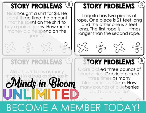 Multiplication Comparisons Task Cards for Grade 3-4 | Printable Resource