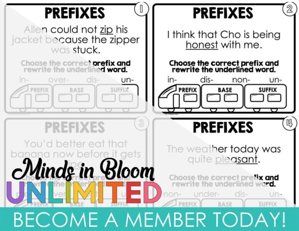 Prefix Task Cards Practice | Grade 3-4 | Printable Educational Resource