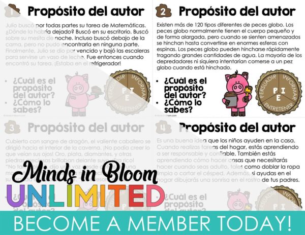 IN SPANISH - Author's Purpose COLOR - Minds in Bloom Unlimited