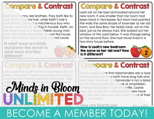 Compare Contrast Venn Task Cards for Reading Strategies | Grades 3-5