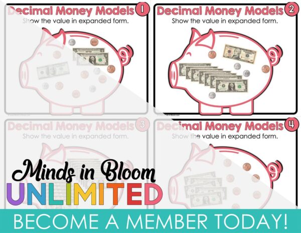 Money Decimals Models - Expanded Form - Task Cards - Minds in Bloom ...